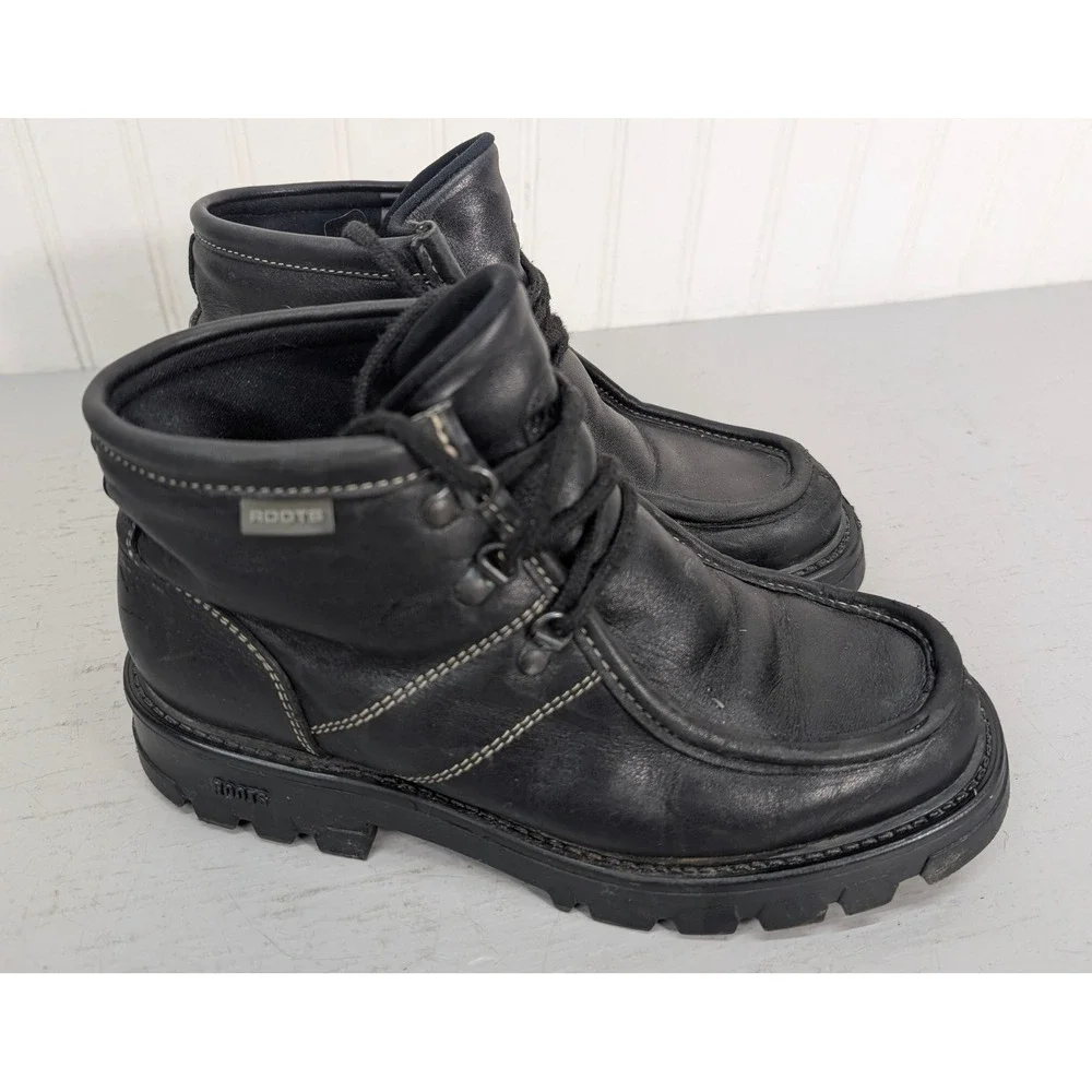 Roots | Shoes | Roots Tuff Black Leather Moc Toe Lace Up Boots Mens 8 ...